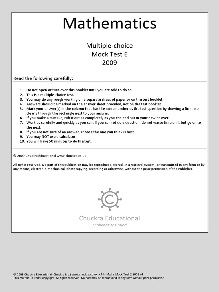 Chuckra Maths Mock Test e v4 PDF | PDF | Teaching Mathematics