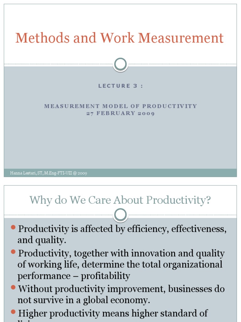 Productivity Measurement Models Overview | PDF | Output (Economics ...