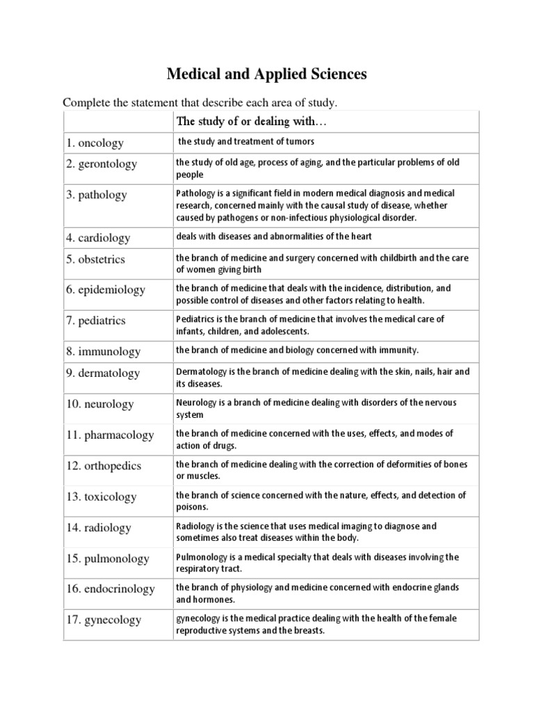 Medical and Applied Sciences | PDF | Pathology | Medicine