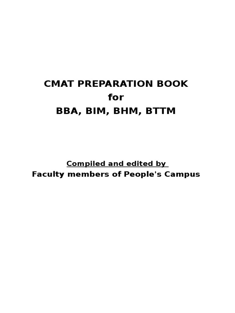 Cmat Preparation Book For Bba, Bim, BHM, BTTM: Faculty Members of ...