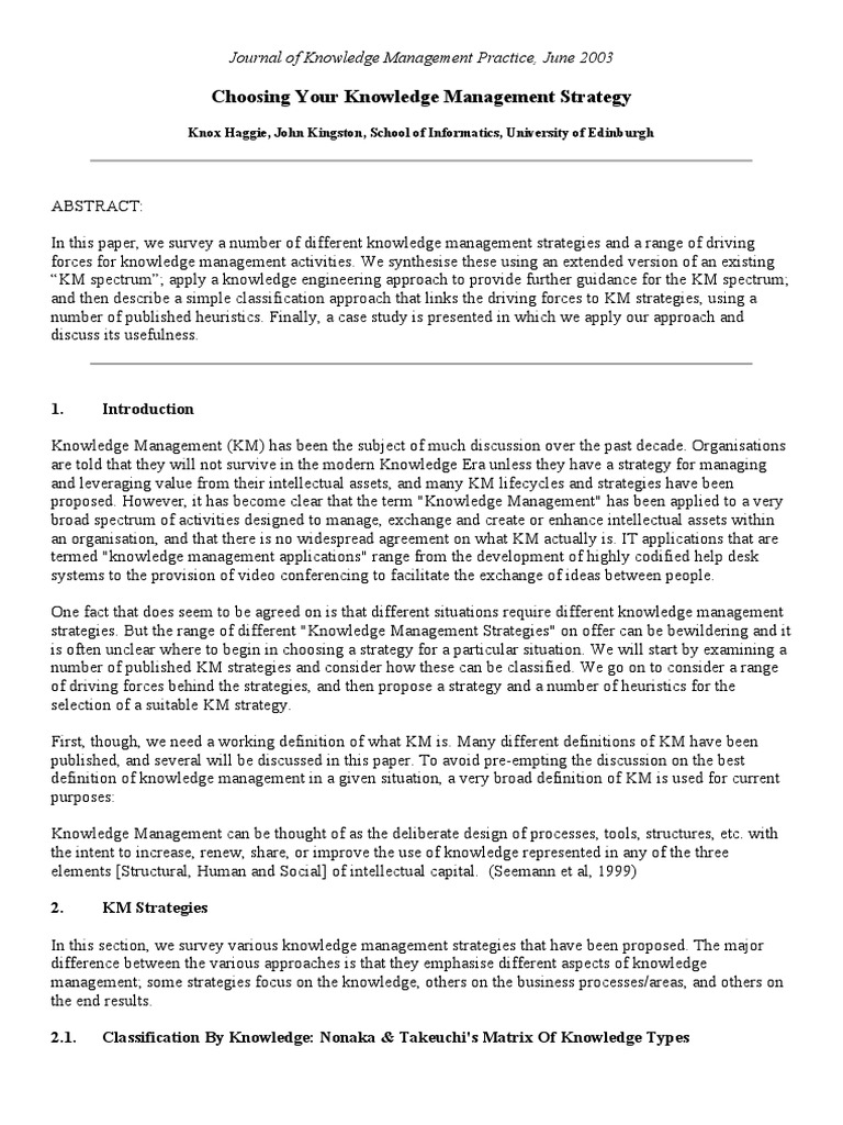 Journal of Knowledge Management Practice | PDF | Tacit Knowledge ...