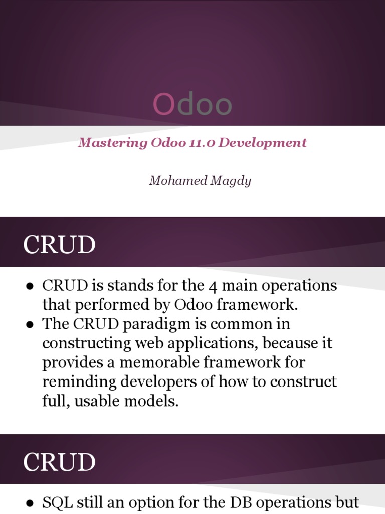 Odoo 110 Crud Development Pdf Object Relational Mapping Data Management