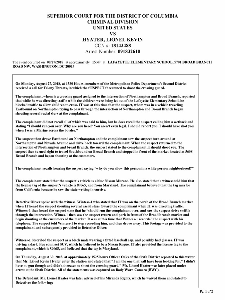 MPD Report On Arrest in Felony Threats/stalking Offense | PDF | Crime ...