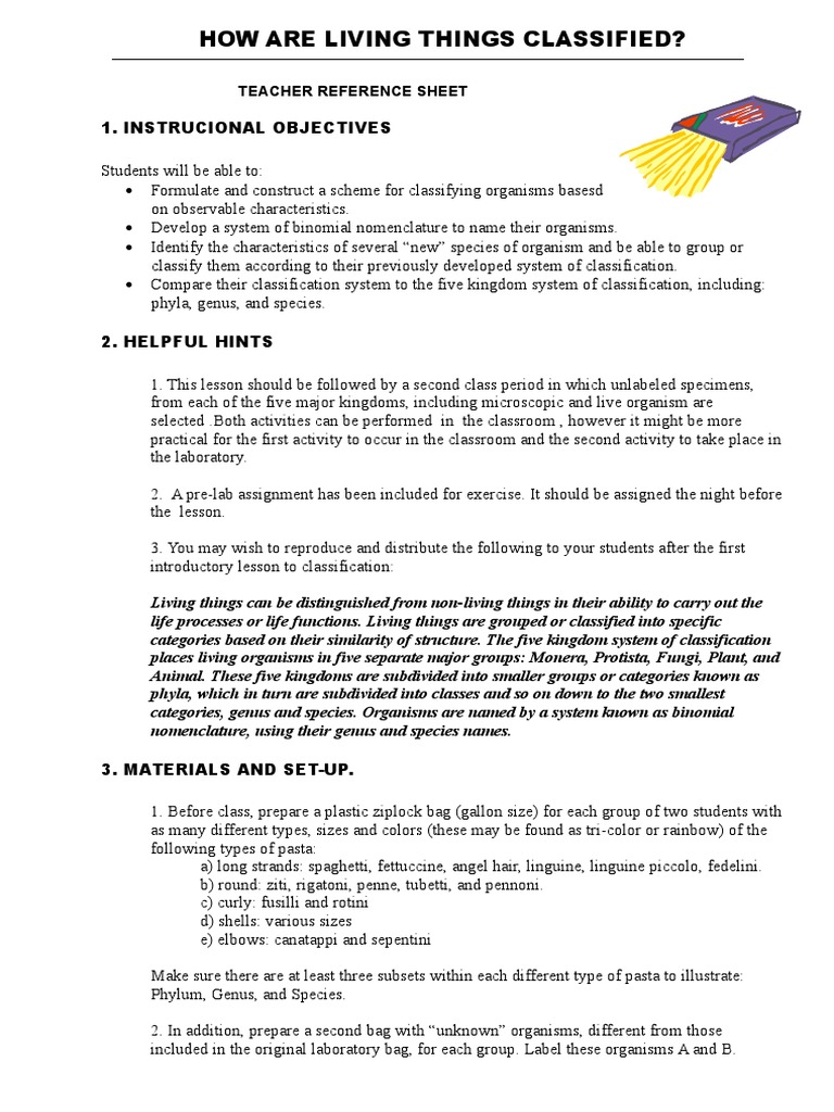 Lab - Classification of Pasta | PDF | Taxonomy (Biology) | Biological ...