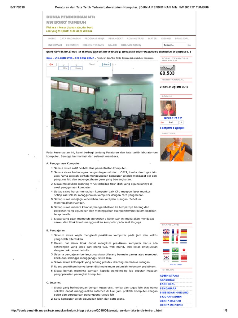 Peraturan Dan Tata Tertib Terbaru Laboratorium Komputer. - Dunia ...