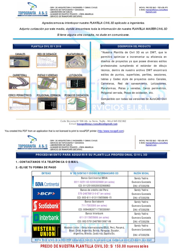 Cotizaci Ó N Plantilla Civil 3d | PDF | Informática | Informática y ...