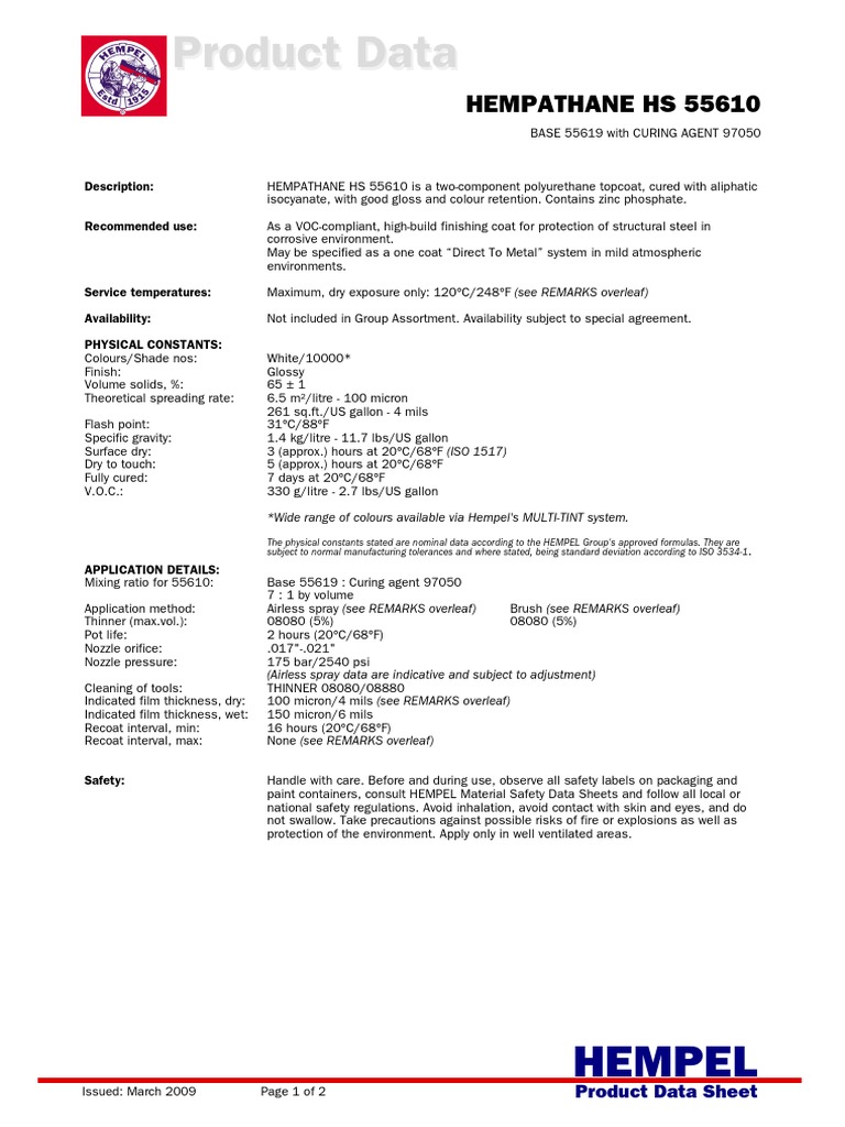 Hempathane 55610 | PDF | Volatile Organic Compound | Humidity