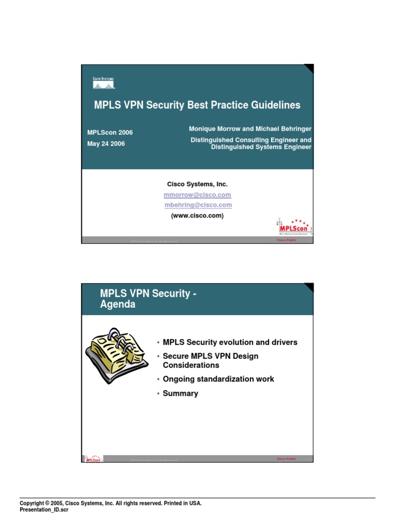 MPLS VPN Security Best Practice Guidelines | PDF | Multiprotocol Label Switching | Networking