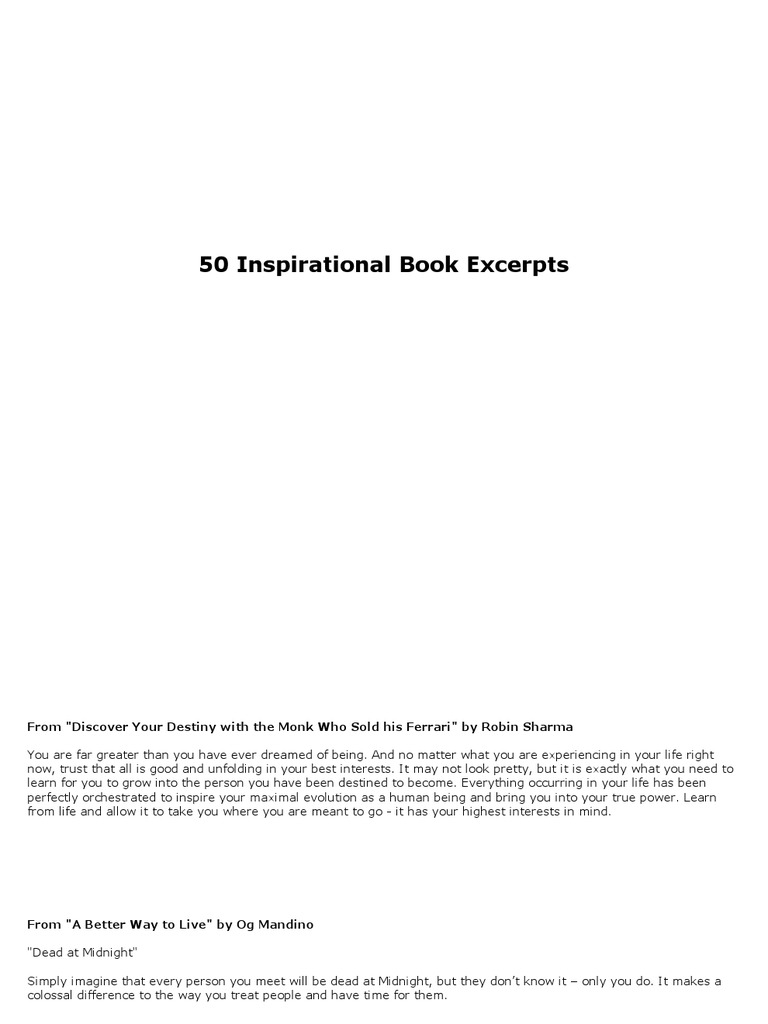 50 Inspirational Book Excerpts | PDF | Mind | Thought