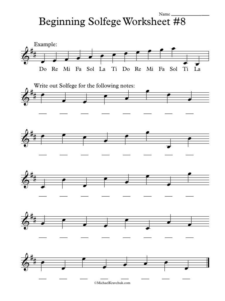 Solfege Worksheet 8 Full Score | PDF