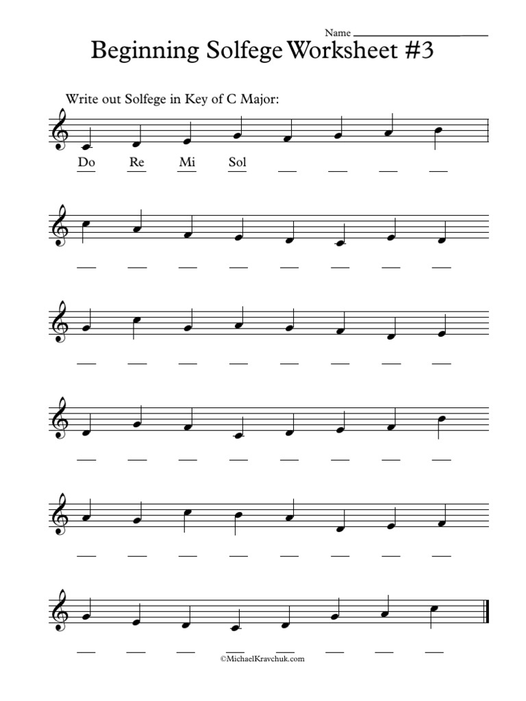 Solfege Worksheet 3 Full Score | PDF