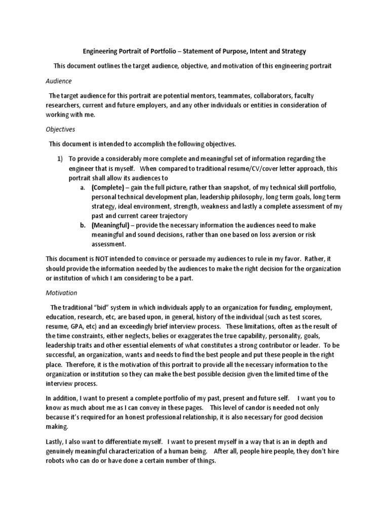 Statement of Intent | PDF | Intention | Leadership