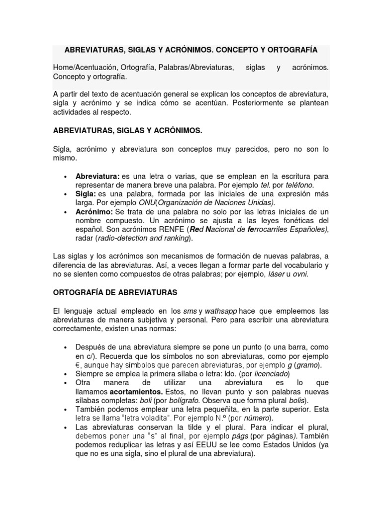 Abreviaturas, Siglas y Acrónimos: Guía | PDF | Acrónimo | Comunicación ...
