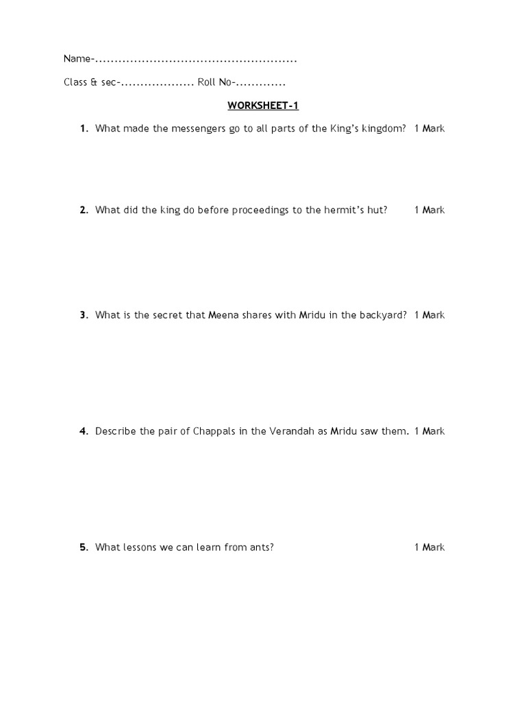 Name-.................................................... Class & Sec