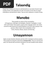 Manobo Tribe: Culture & Challenges | PDF | Southeast Asia | Ethnic Groups