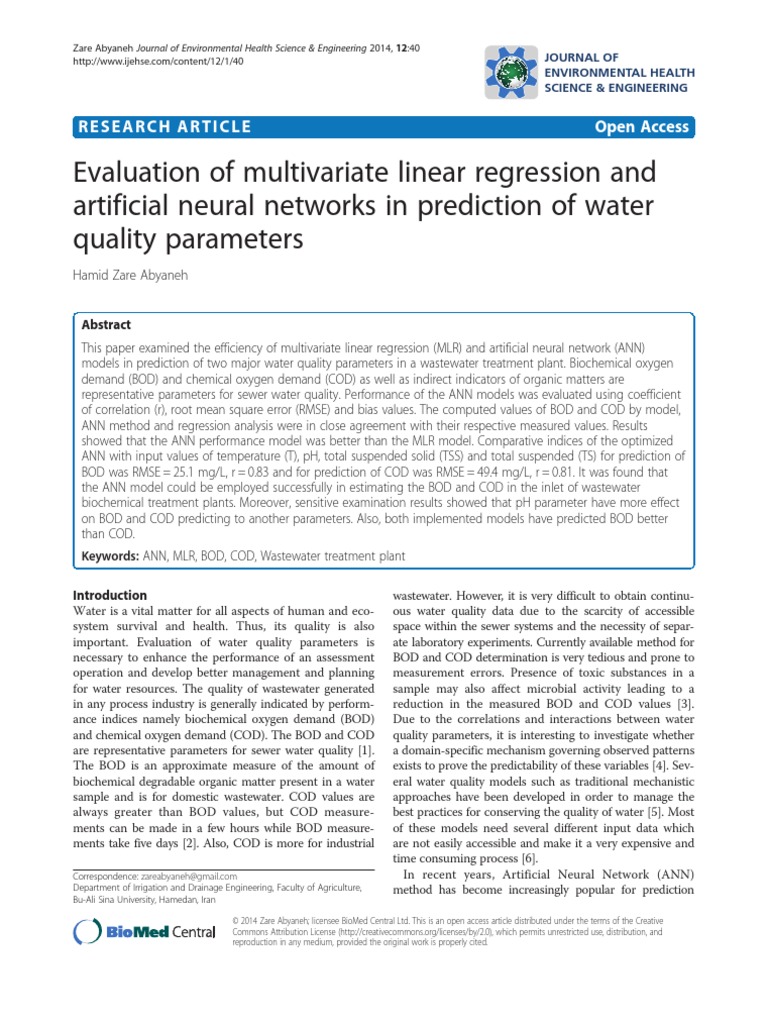Evaluation of Multivariate Linear Regression and Artificial Neural ...