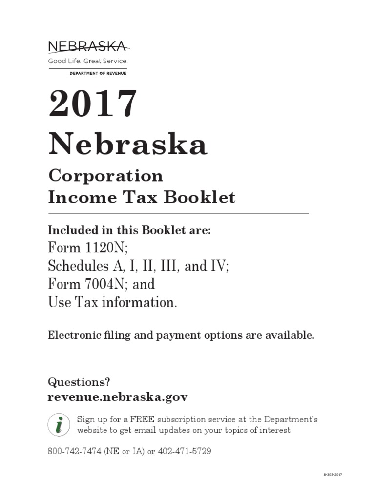 2017 Nebraska Corporation Income Tax Booklet: Guidance on Filing ...