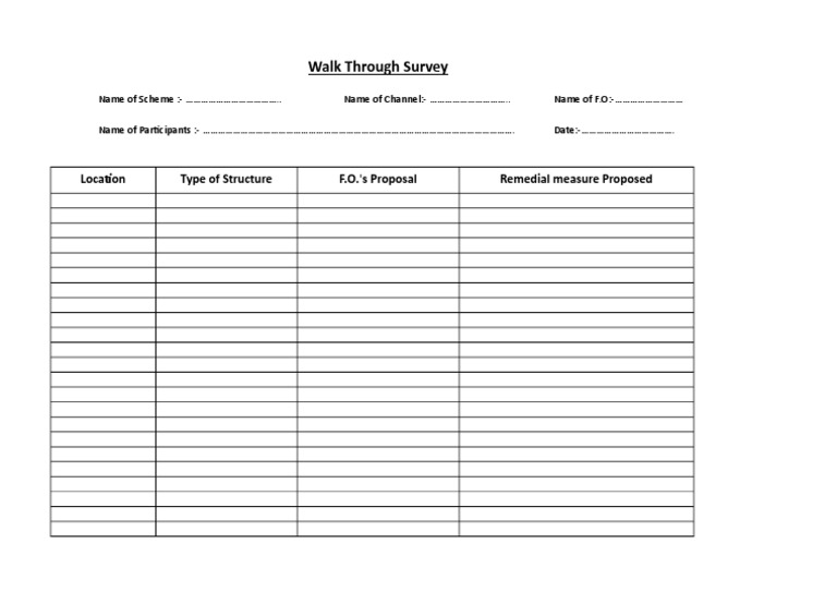 Walk Through Survey Format | PDF
