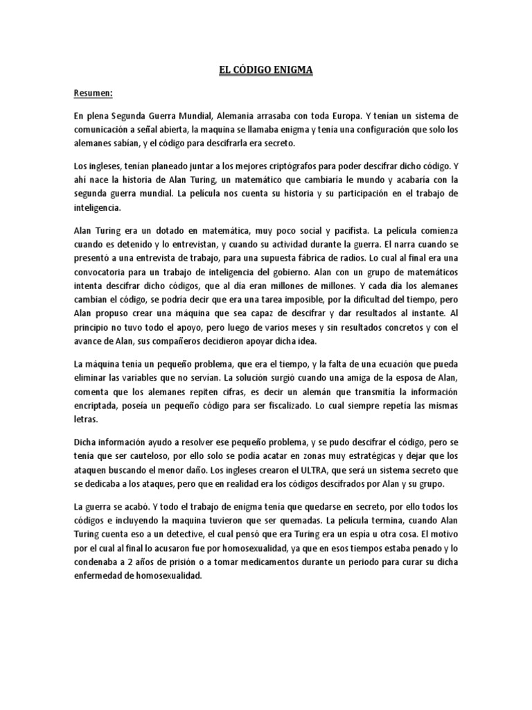 Alan Turing y el Código Enigma | PDF | Alan Turing | Violencia