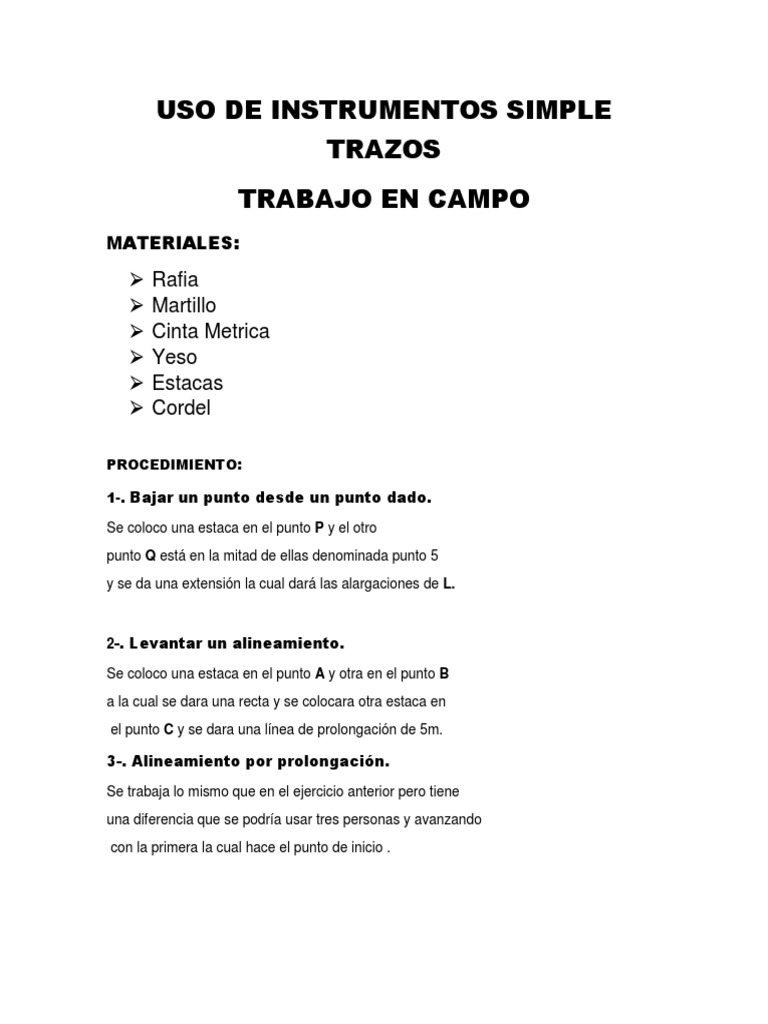 Instrumentos topográficos y procedimientos de trazado en campo | PDF ...