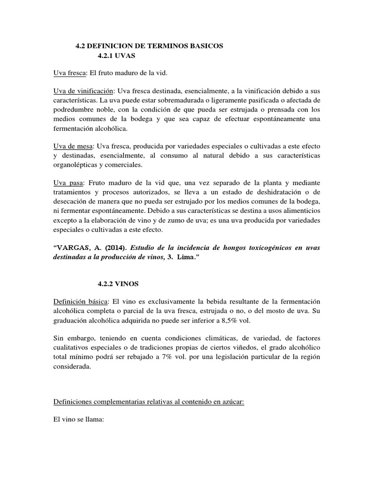 Definicion de Terminos Basicos Referencias | PDF | Vino | Vinificación