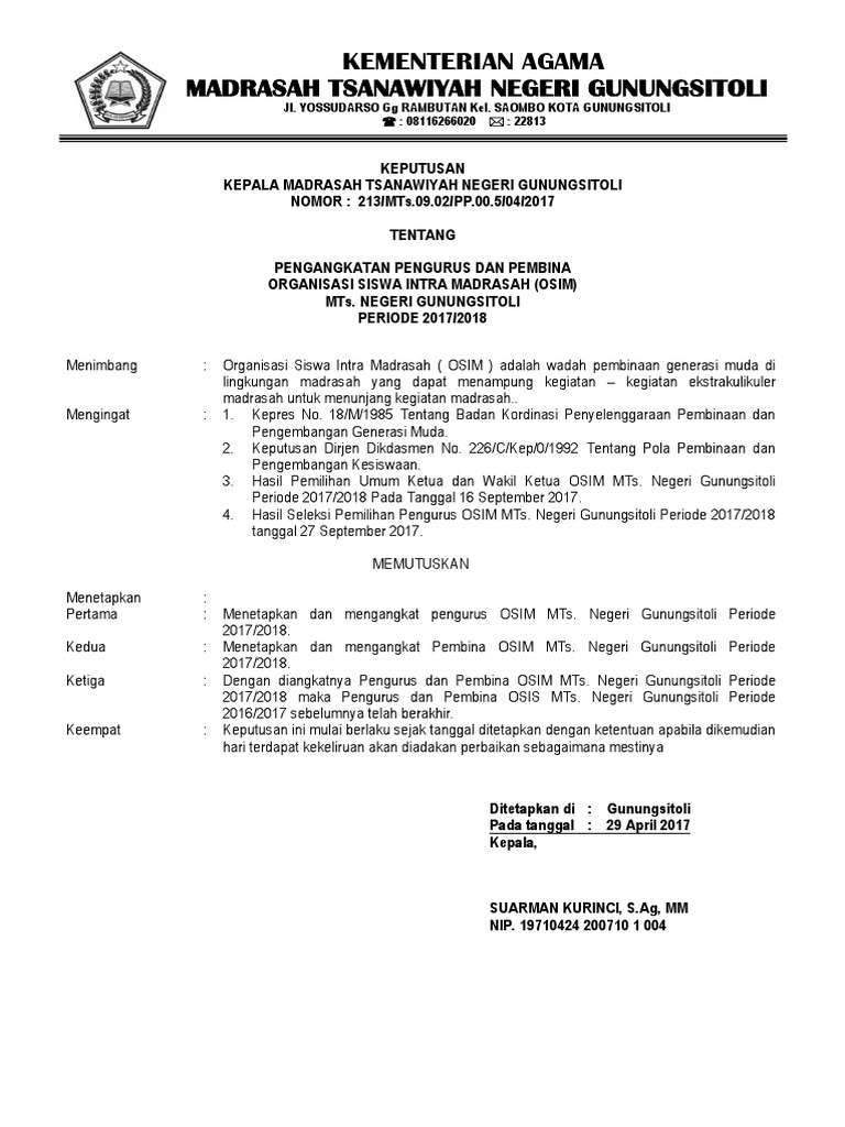 Contoh SK Osim | PDF