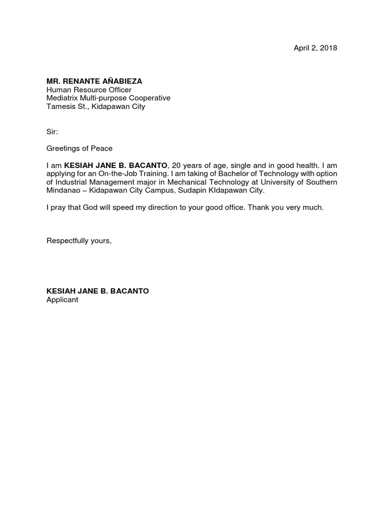 Application Letter | PDF