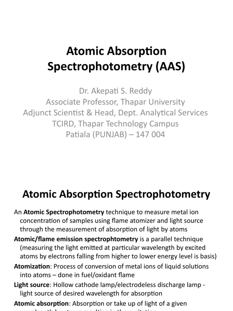 Atomic Absorption Spectrophotometry | PDF | Atomic Absorption ...