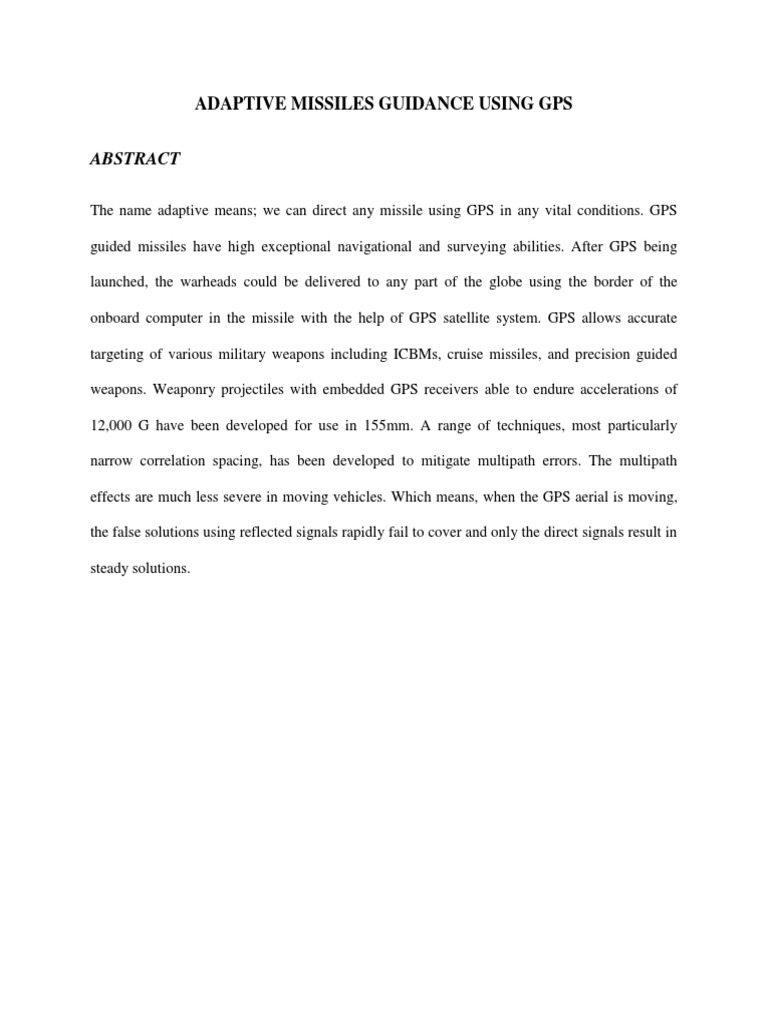 Adaptive Missiles Guidance Using Gps | PDF | Missile | Global ...