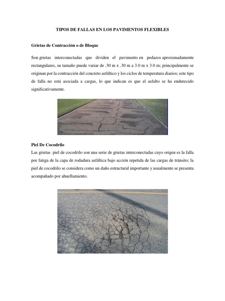 Tipos De Fallas En Los Pavimentos Pdf Neumático Fatiga Material