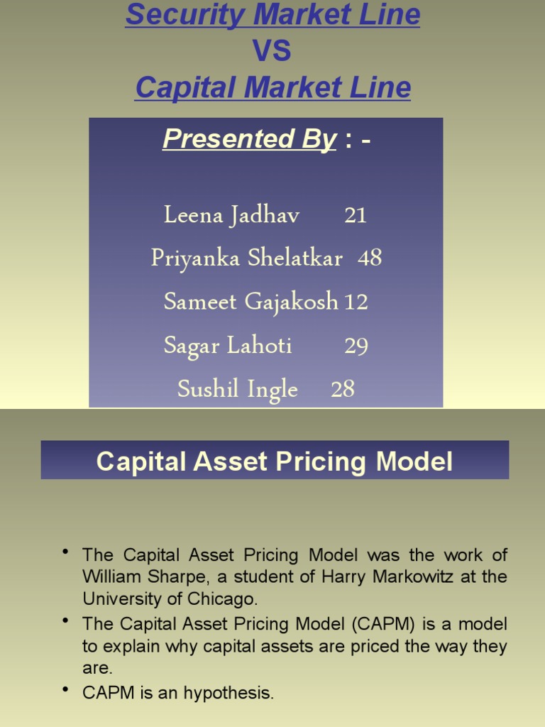 Security Market Line and Capital Market Line (SML CML) | PDF | Capital ...