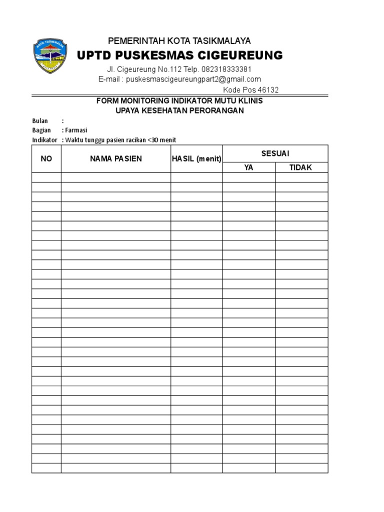 Form Monitoring Indikator Mutu | PDF