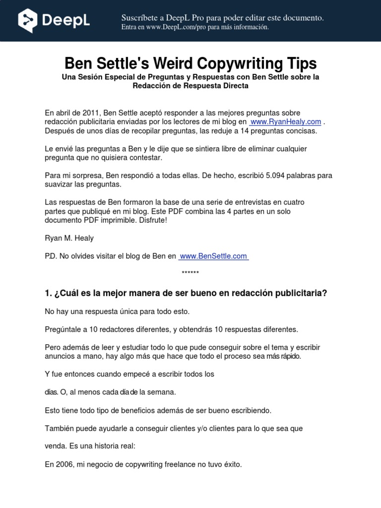 Consejos de Redacción de Ben Settle | PDF | Correo | Mercado (economía)