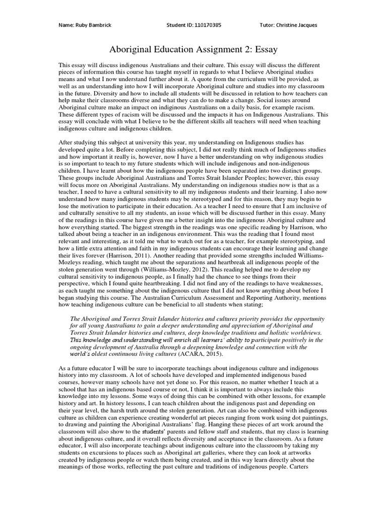 Aboriginal Studies Essay | PDF | Indigenous Australians | Multiculturalism