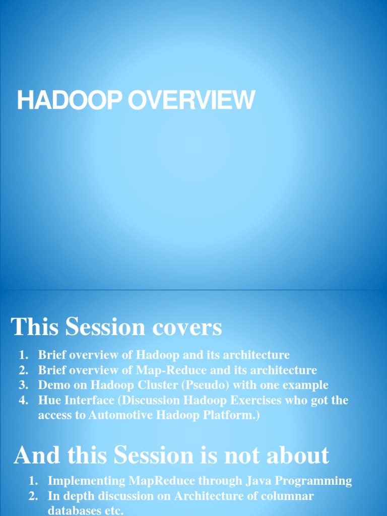Hadoop Overview | PDF | Apache Hadoop | Map Reduce