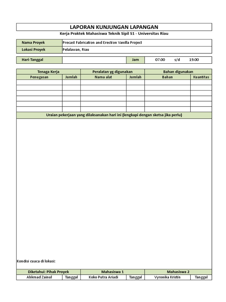 FORM KP3 - Laporan Kunjungan Lapangan | PDF