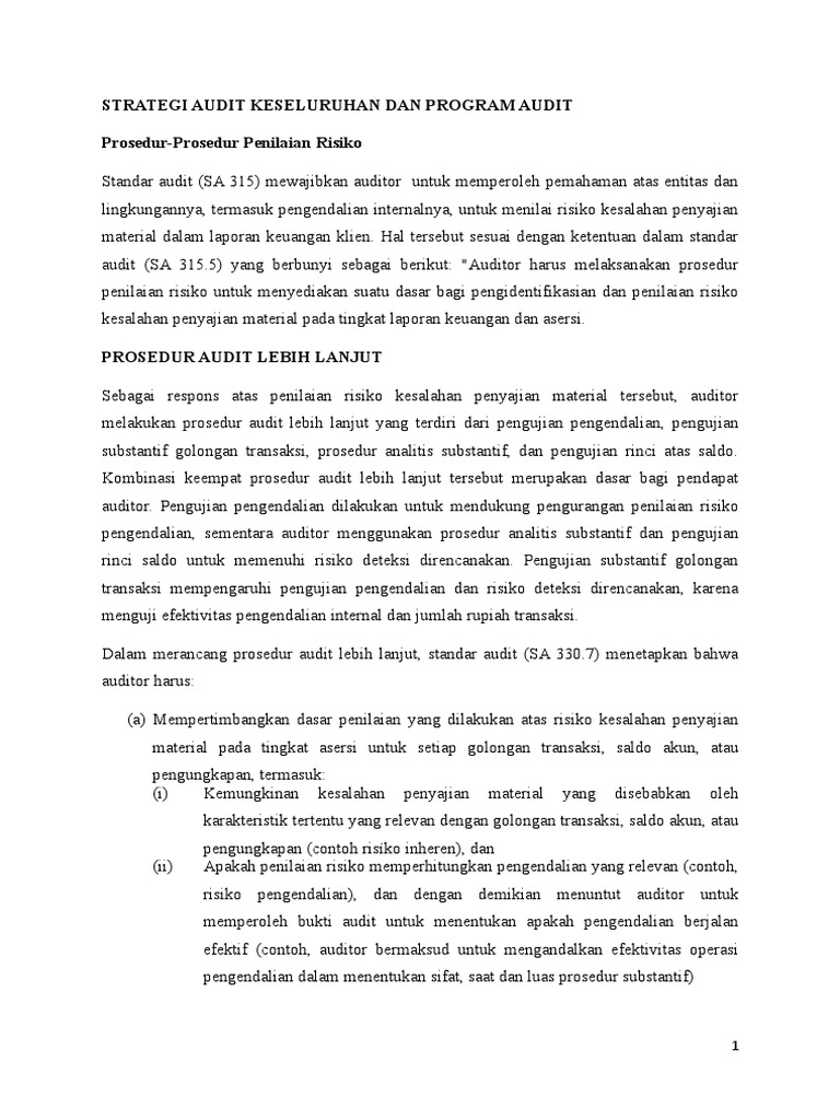 Bab 10 Strategi Audit Keseluruhan Dan Program Audit | PDF | Bisnis | Pengelolaan Keuangan & Uang
