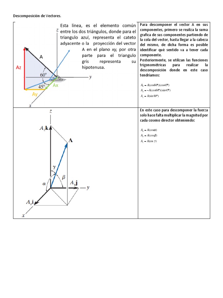 Guia Descomposición De Vectores 3d Pdf Vector Euclidiano Álgebra