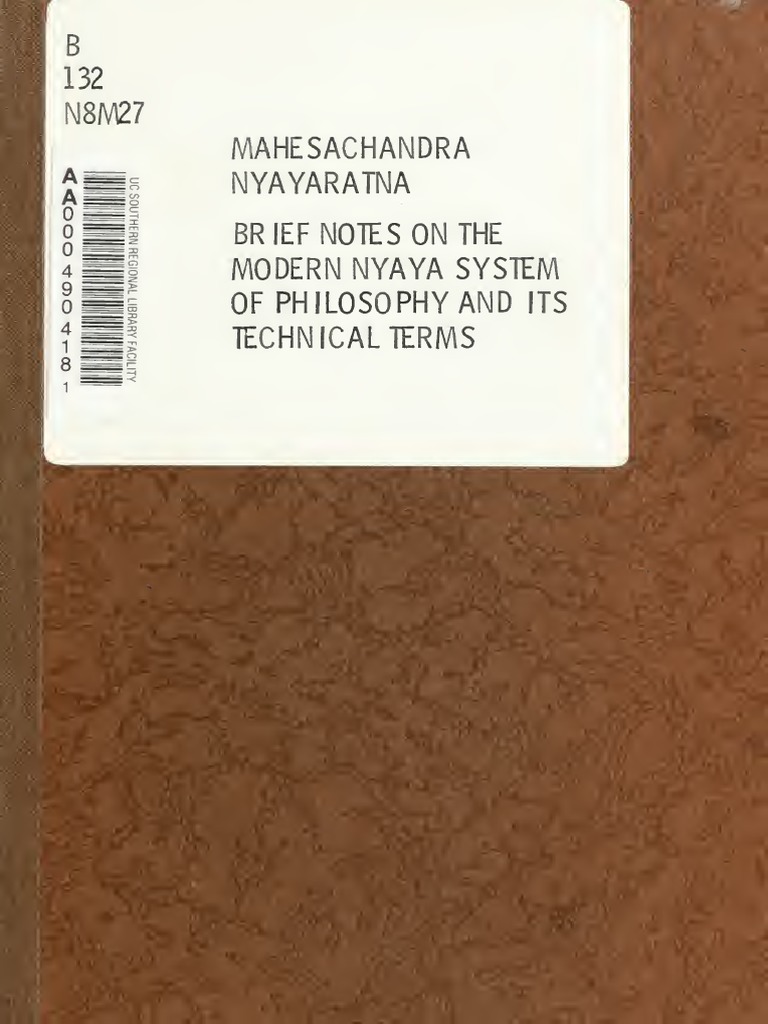 Brief Notes On Nyaya On Modern Nyaya System of Philosophy An Its ...