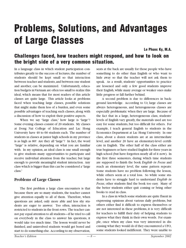 Problems, Solutions, and Advantages of Large Classes | Download Free ...