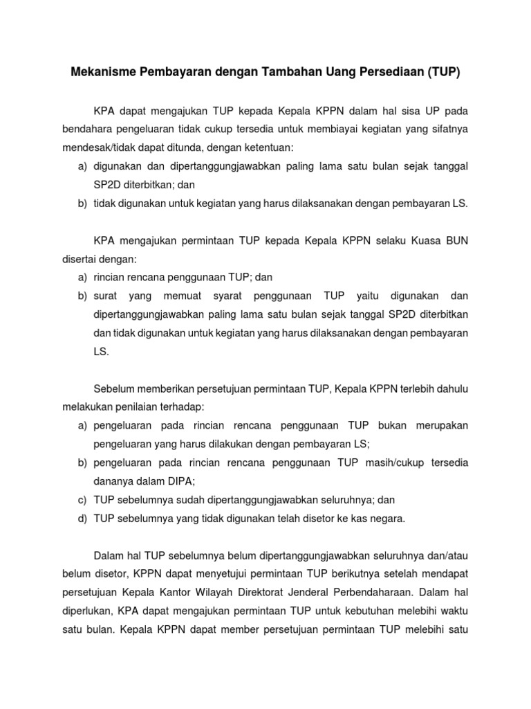 Mekanisme Pengajuan Tambahan Uang Persediaan | PDF