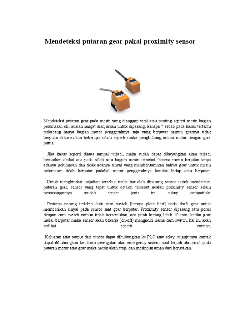 Mendeteksi Putaran Gear Pakai Proximity Sensor | PDF
