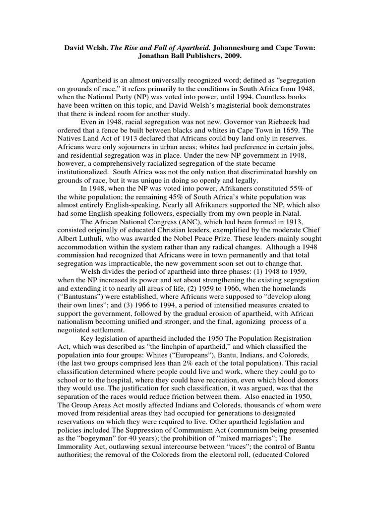 Rise and Fall of Apartheid in South Africa | PDF | Apartheid | Race And Law