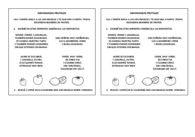 Adivinanzas Frutales | PDF