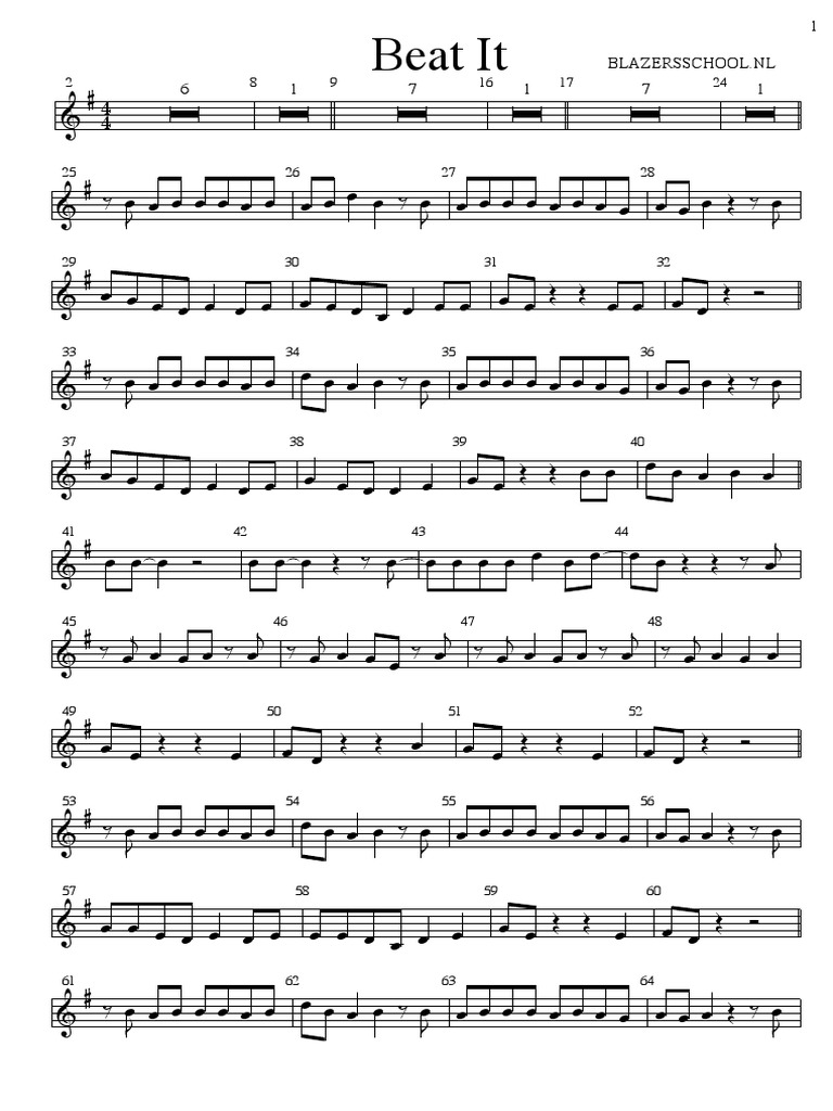 Piano Sheet for "Beat It" | PDF