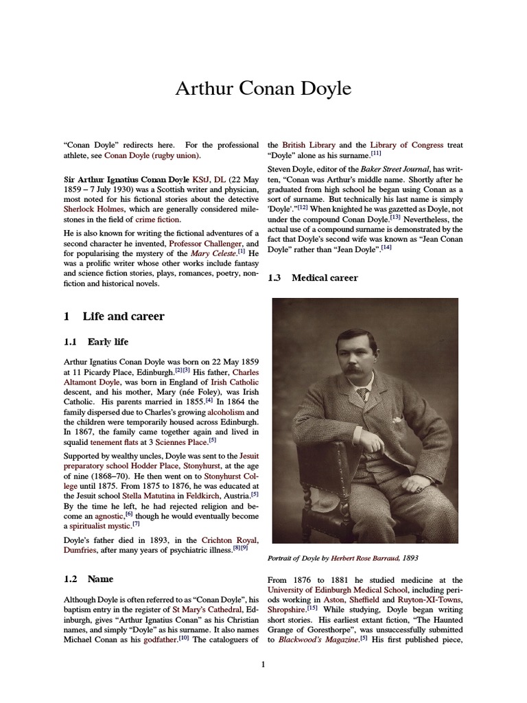 Arthur Conan Doyle: Life and Works | PDF | Arthur Conan Doyle ...