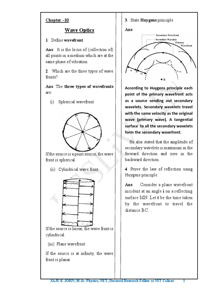 Chapter 10 - Wave Optics-Saju-Hsslive | PDF | Polarization (Waves) | Diffraction