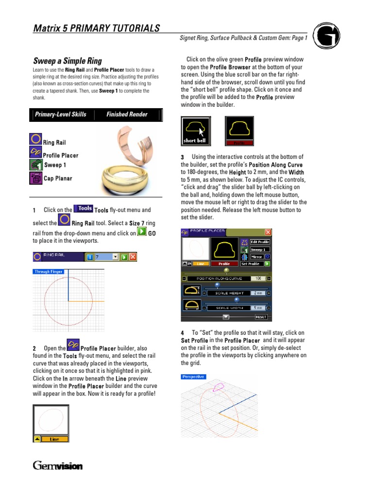 Matrix 5 Primary Tutorials: Sweep A Simple Ring | PDF | Menu (Computing) | Button (Computing)