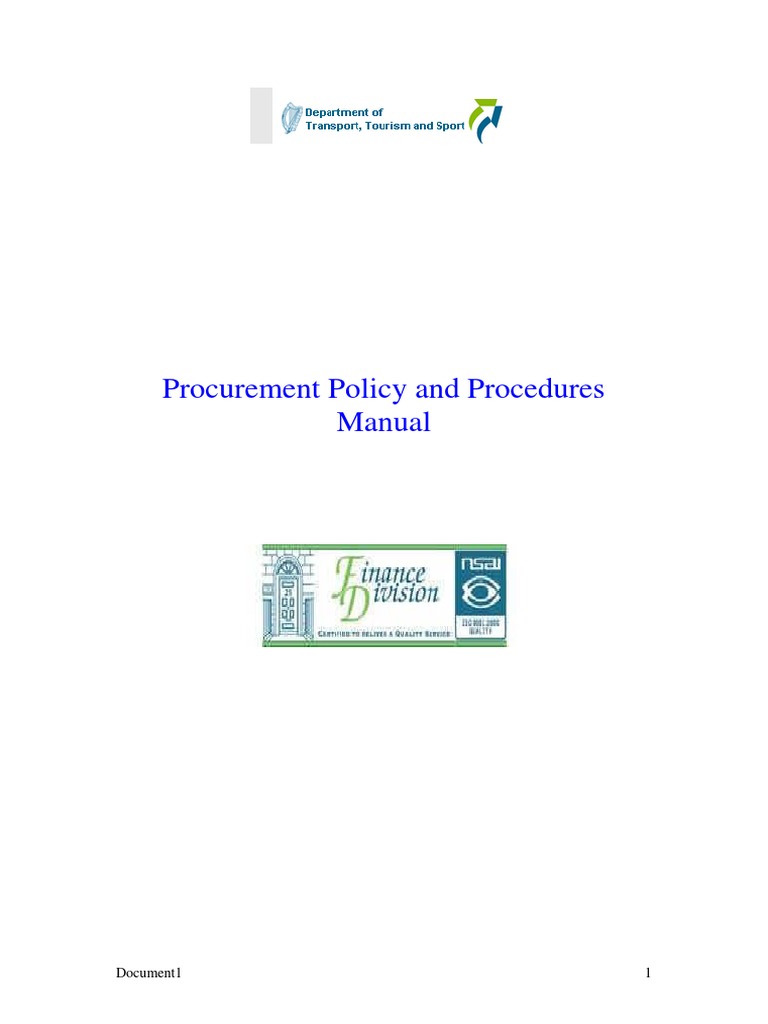Procurement Policy Manual Guide | PDF | Risk Management | Specification ...