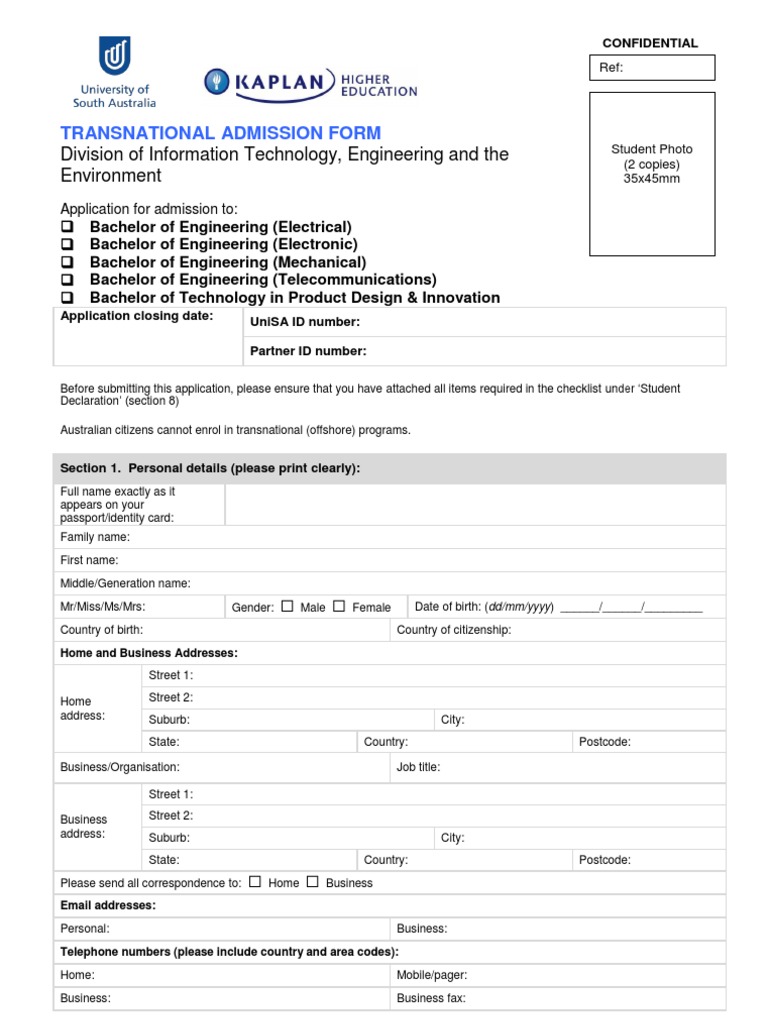 BTech Application Form | PDF | Postgraduate Education | Test Of English ...
